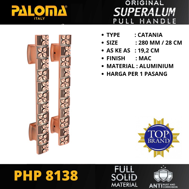 PALOMA PHP 8138 PULL HANDLE DOOR PULL HANDLE SUPERALUM CATANIA 280 MM ...
