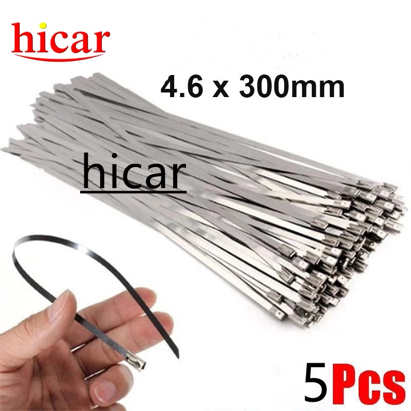 5pcs Stainless Steel Cable Ties Heavy Duty Self-Locking Cable Zip Tie 4 ...