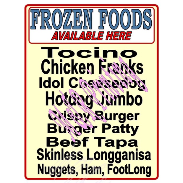 Frozen Food Signage Laminated | Shopee Philippines