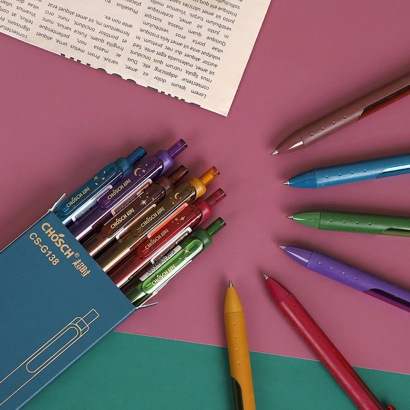 Chosch 6pcs/set 0.5mm Retro Colored Retractable Gel Pen | Shopee ...