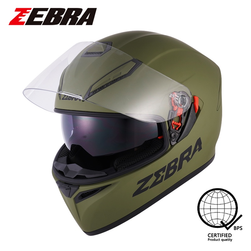 ZEBRA YM-611 PLAIN Men's full face helmet dual visor helmet women ...
