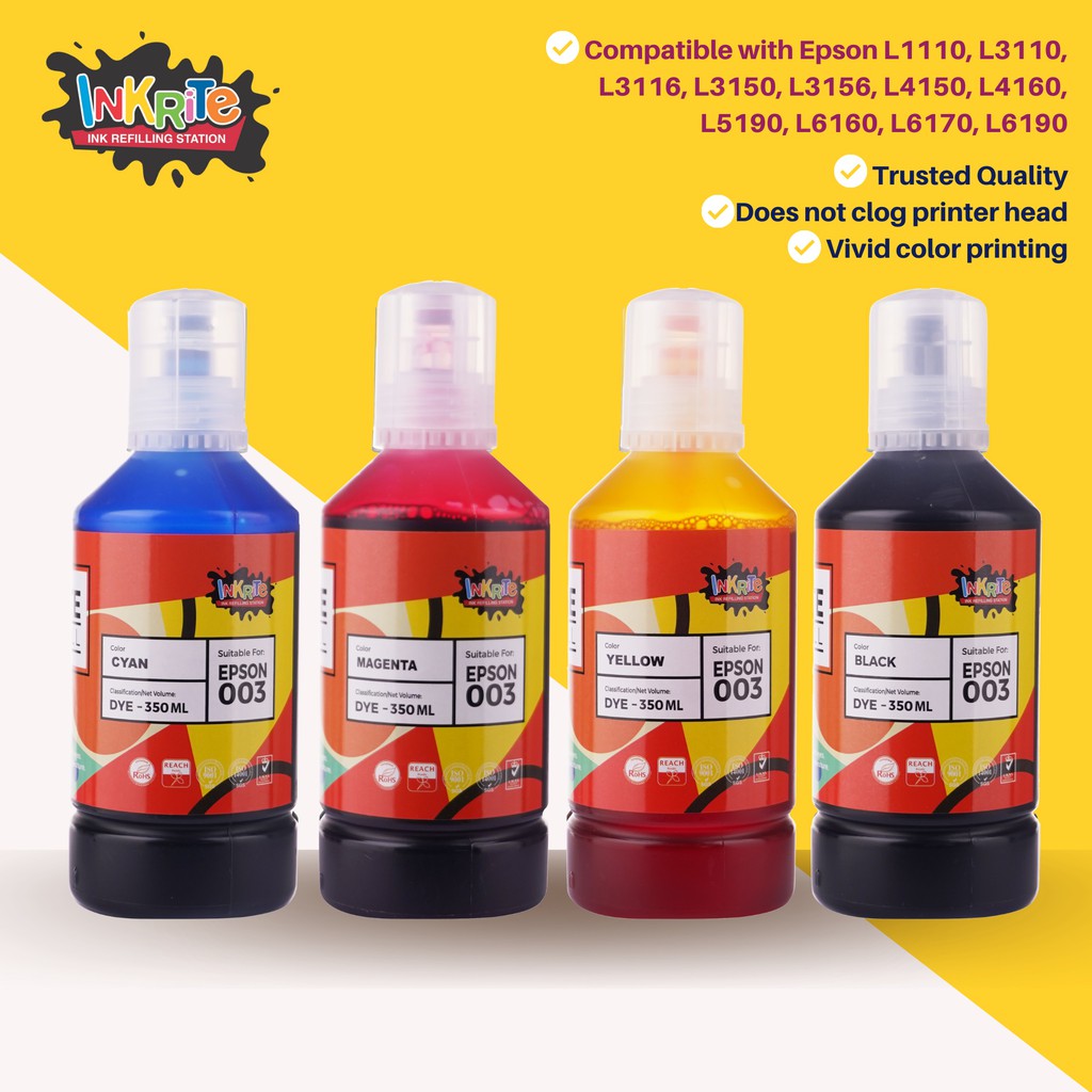 Inkrite Ink for Epson 003 Epson L1110 L1210 L1250 L3110 L3116 L3210 ...