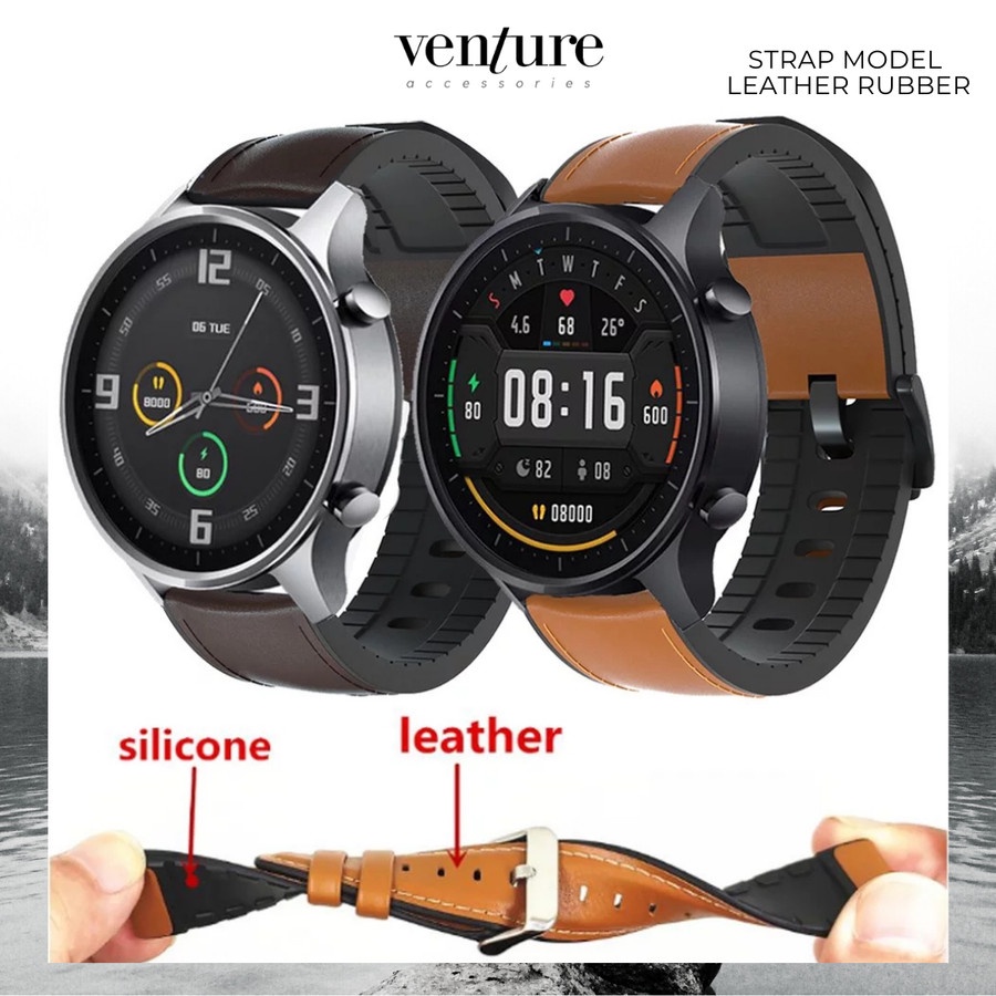 Xiaomi MI WATCH STRAP Clock 46MM LEATHER RUBBER MODEL 22MM | Shopee ...