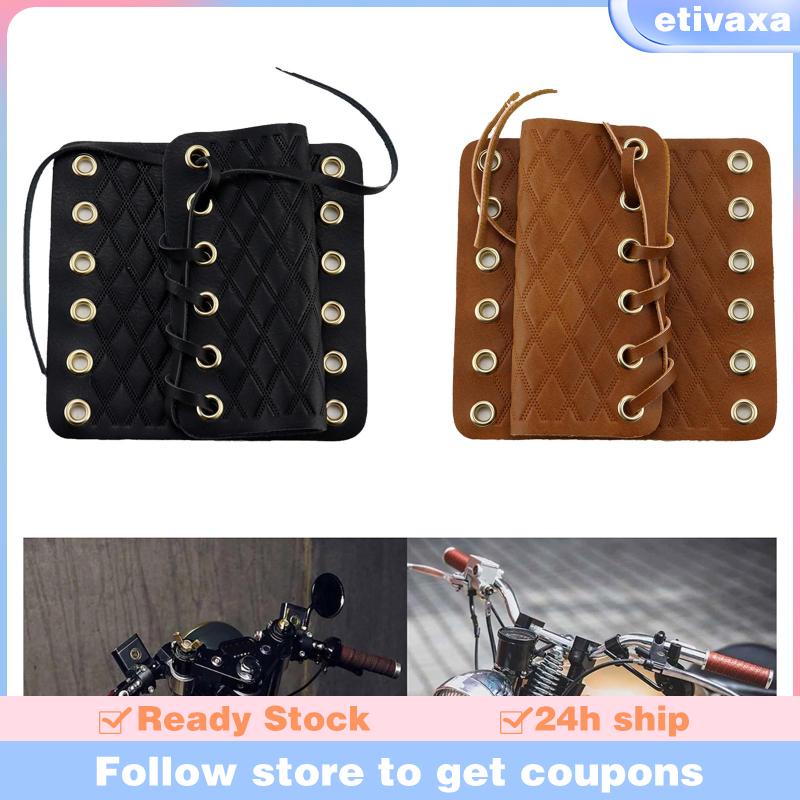 [Etivaxa] Motorcycle Grip Covers PU Leather Shock Absorb Throttle Grip ...