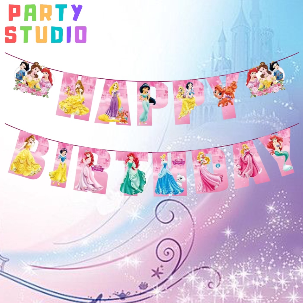 Princess Banner Happy Birthday Banner (13 pcs) Princess Theme Party ...