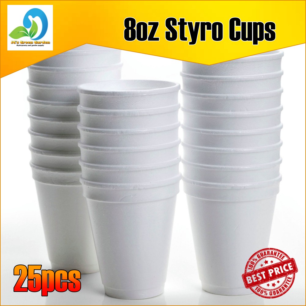 25pcs 8oz Styro Cups with neck - (NO HOLES/SLIT) for Hydroponics ...