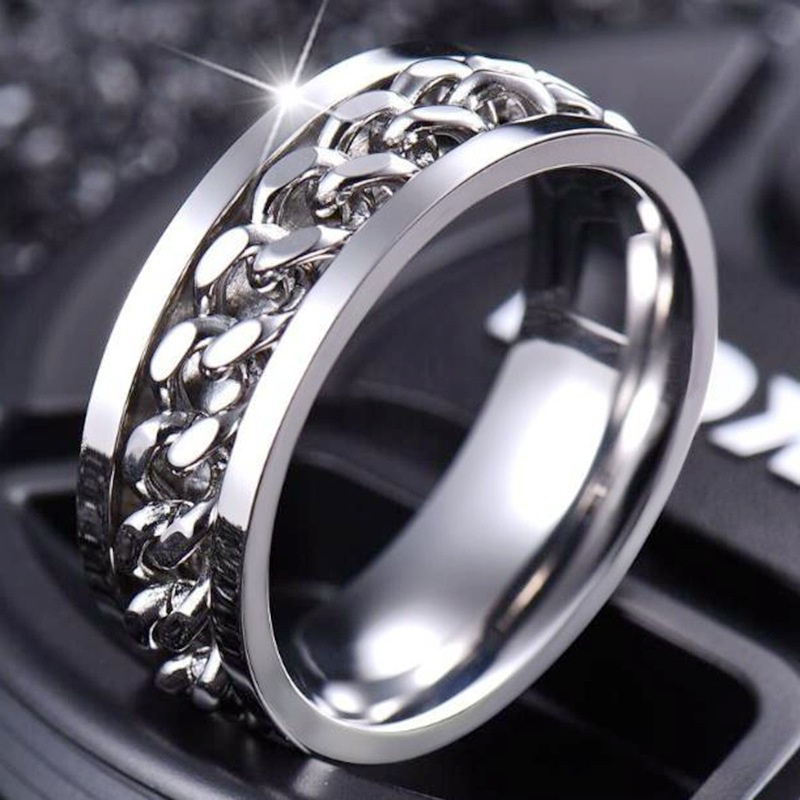 Men's Titanium Steel Rotatable Chain Ring Stainless Pressure Relief ...