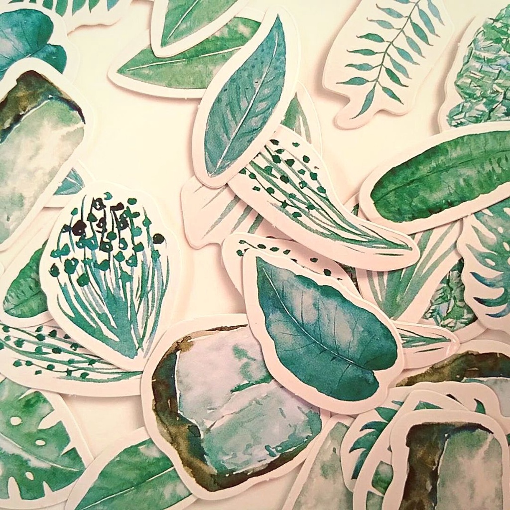 5 pcs. Mint Green Plants Cute Aesthetic Stickers Sampler I Holy Craft ...