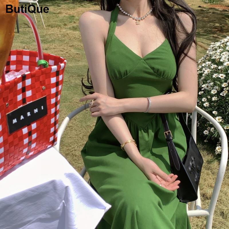 【Original & In stock】Real shot homemade green waist waist thin halter ...