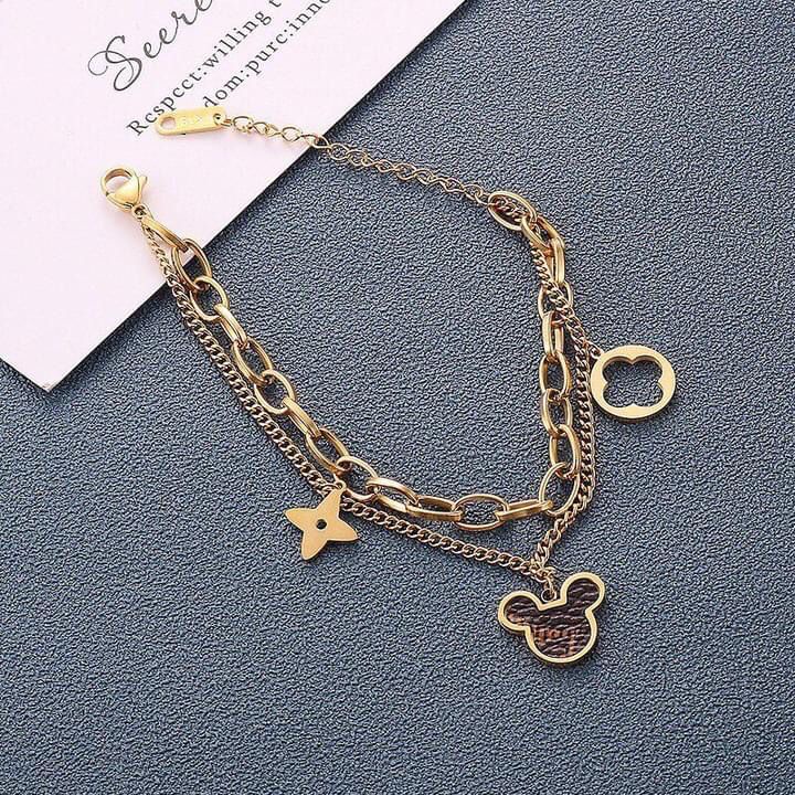 Anti-rust TITANIUM Bracelet Two LAYER MICKEY Skin MOTIF DAMIER (LV ...