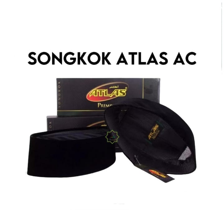 HITAM Peci SONGKOK ATLAS AC 100% ORIGINAL Black PREMIUM Plain | Shopee ...
