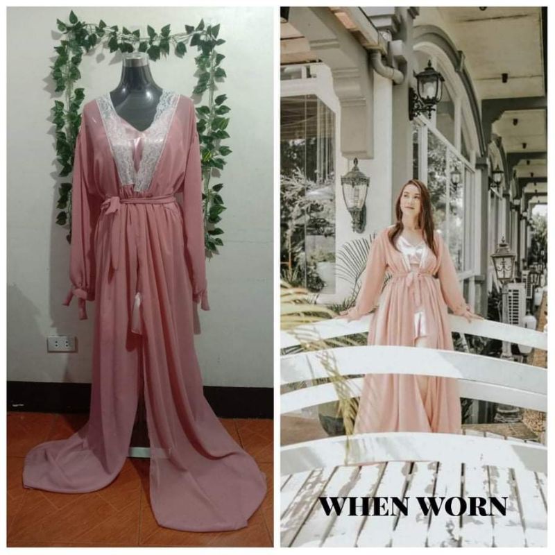 Giemar Chiffon Bridal Robe with FREE INNER GARMENT | Shopee Philippines