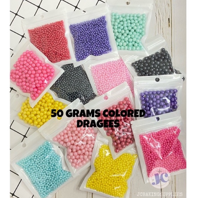 50g Edible Colored Dragees Pink Dragees Blue Dragees Cake Decorating ...