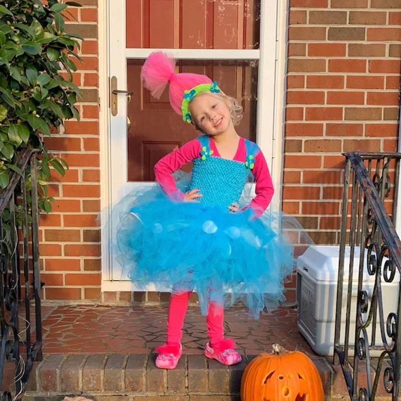 2021 Halloween Girls Trolls Princess Poppy Costumes Princess Tutu Dress ...