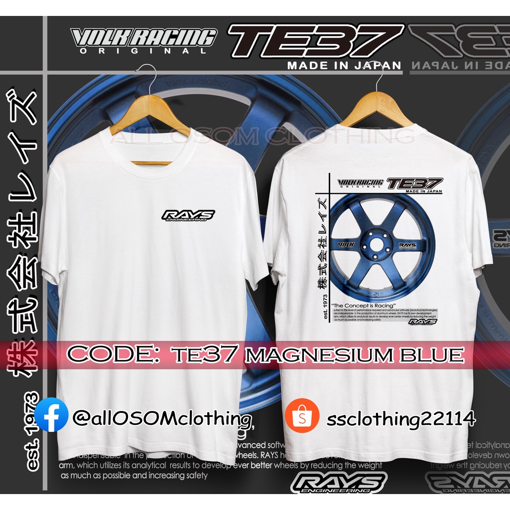 Volk Rays Engineering TE37 Car Shirt magnesium blue, hyper Red | Shopee ...