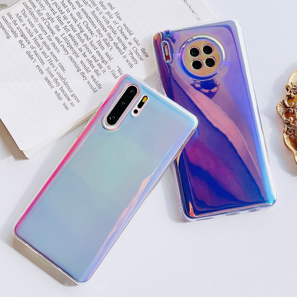 Colorful Aurora Gradient Laser Rainbow Glitter TPU Case For Huawei Nova Y61 Y70 Y71 Y90 11 Ultra ...