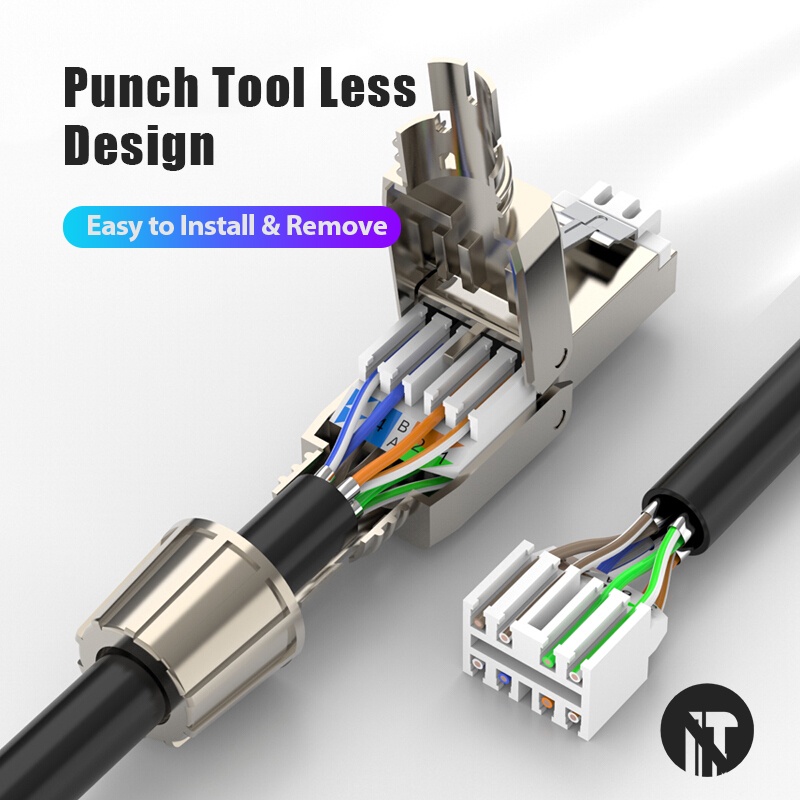 ZoeRax 2PCS RJ45 Cat8 Cat7 Cat6A Connectors Tool-Free Reusable Ethernet ...