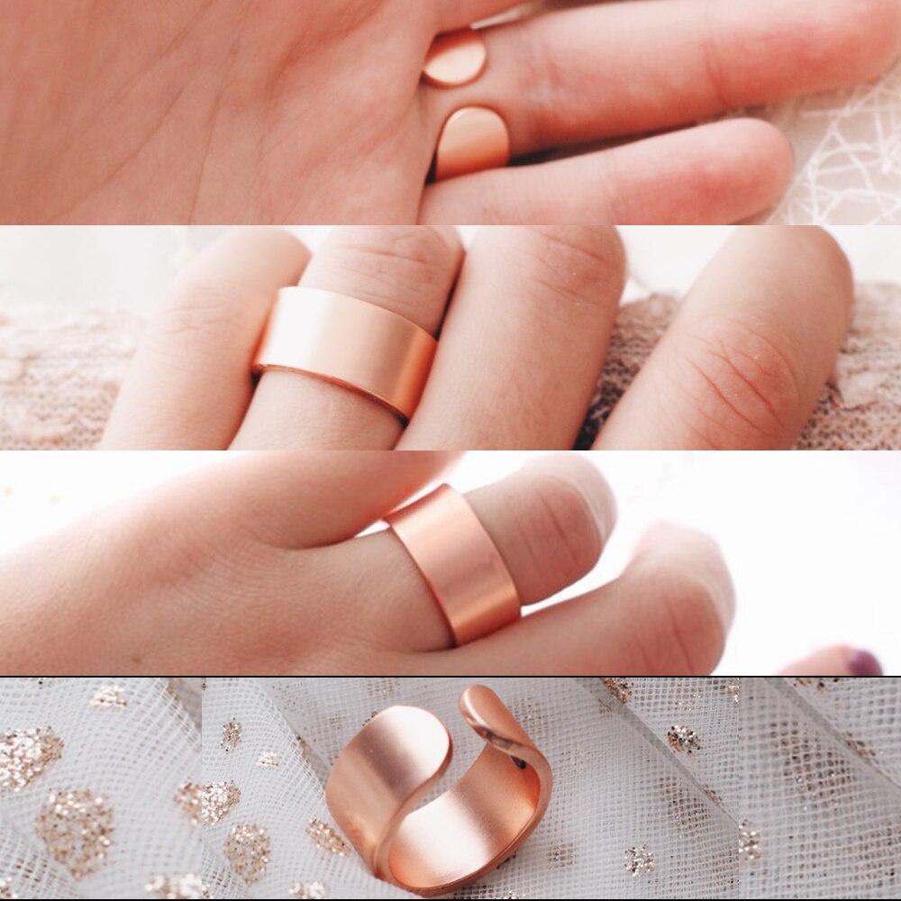 Health Energy Magnetic Pure Copper Ring Adjustable Open Cuff Metal ...