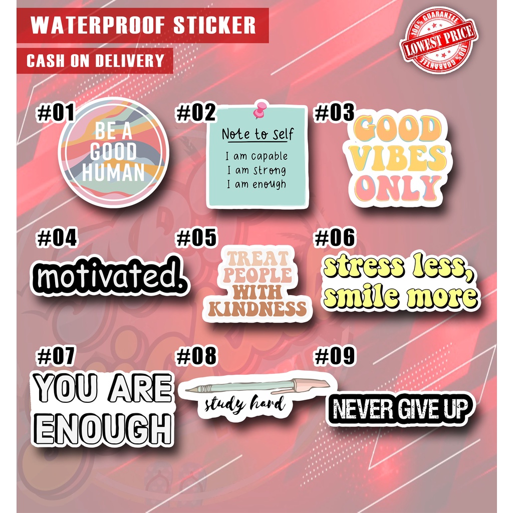 Inspirational and Motivational Quotes Inspired Water Proof Stickers ...