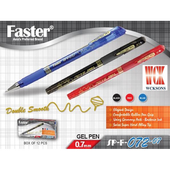 FASTER DOUBLE SMOOTH GEL PEN SP-F-072-07 ( NEEDLE TIP 0.7MM ) | Shopee ...