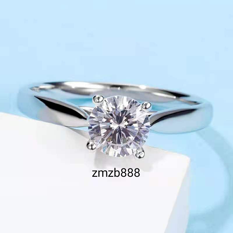 Royal Moissanite Promise Ring with Box S925 Sterling Silver 4 Claw ...