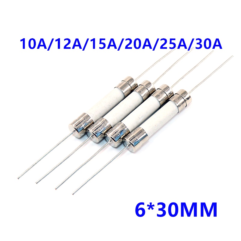 10pcs 6x30mm Fast Blow Tube Ceramic Fuse with Pin 6*30MM 10A 12A 15A ...