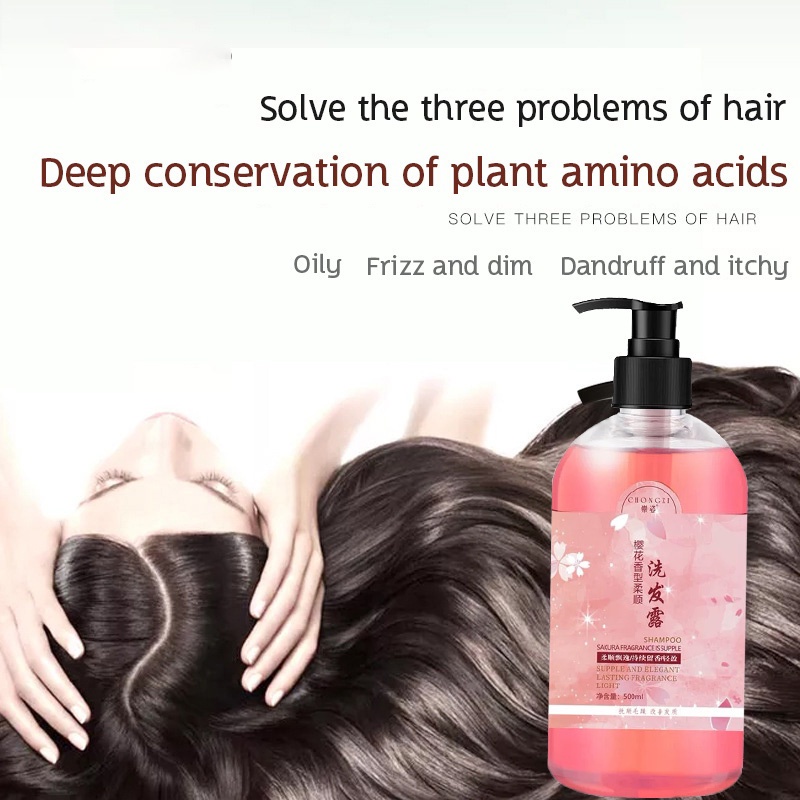 Sakura Fragrance Shampoo Amino Acid Nourishment Smoothing Anti itching Anti-dandruff Oil Control ...