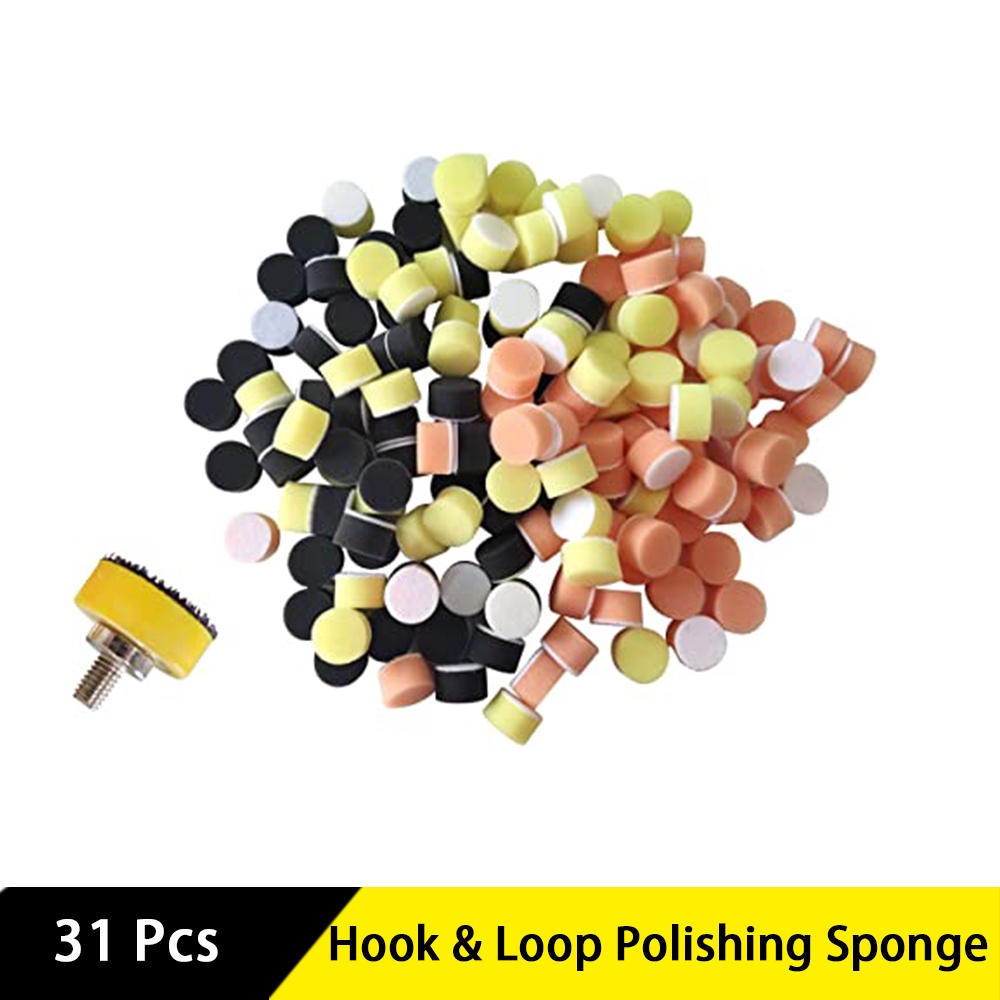 30Pcs 1 inch Sponge Polishing Buffing Pad Kit with Backing Pad Hand ...