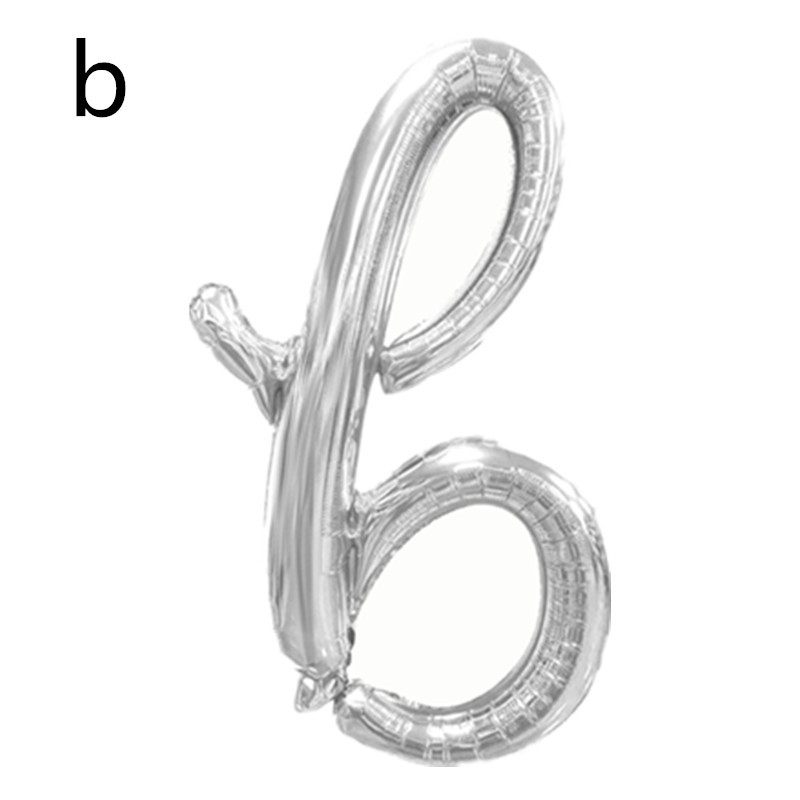 16inch Silver Air Foil Script Cursive Letters A-Z Symbols Balloons Ball ...