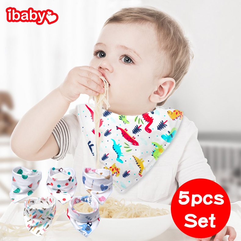 iBaby Infant Bibs 5PCS/Set Baby Triangle Bib Infant 2 Side Bibdana 100% ...