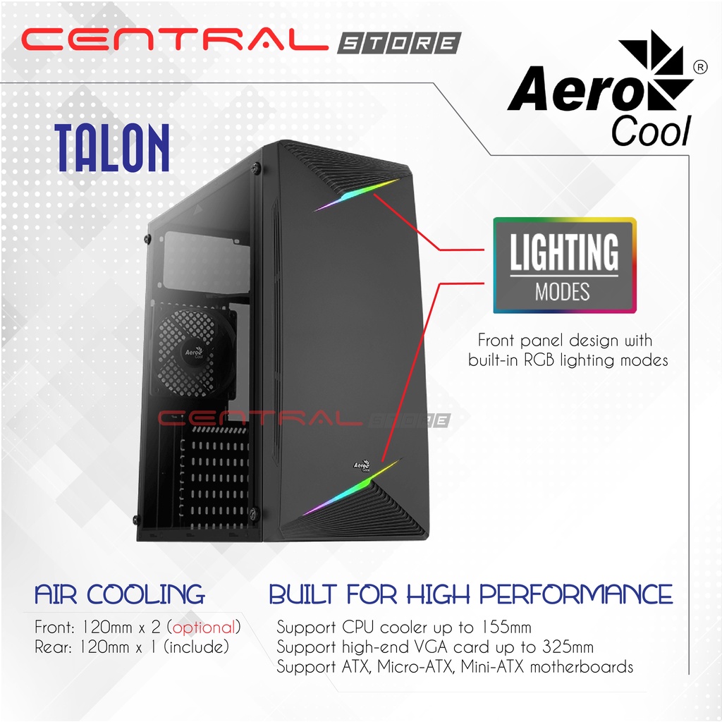 Casing AEROCOOL Talon Acrylic Side Panel Gaming Case Computer RGB Mid ...