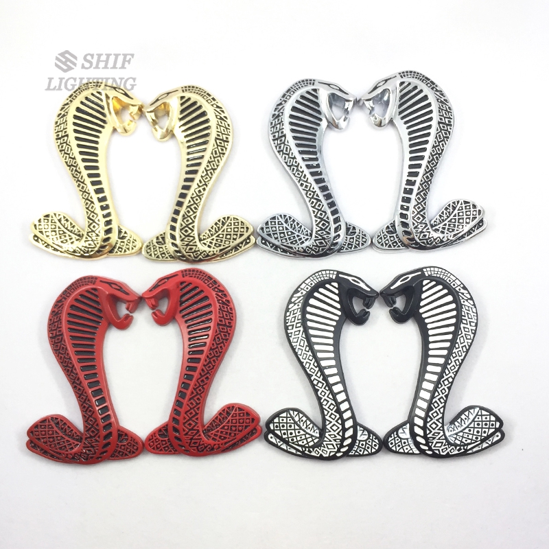2 x Metal SHELBY SUPER Cobra Snake Car Auto Decorative Rear Side Emblem ...