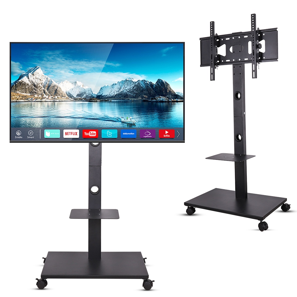 Heavy Duty Mobile Floor TV Stand with Mount Height Adjustable for 32 ...
