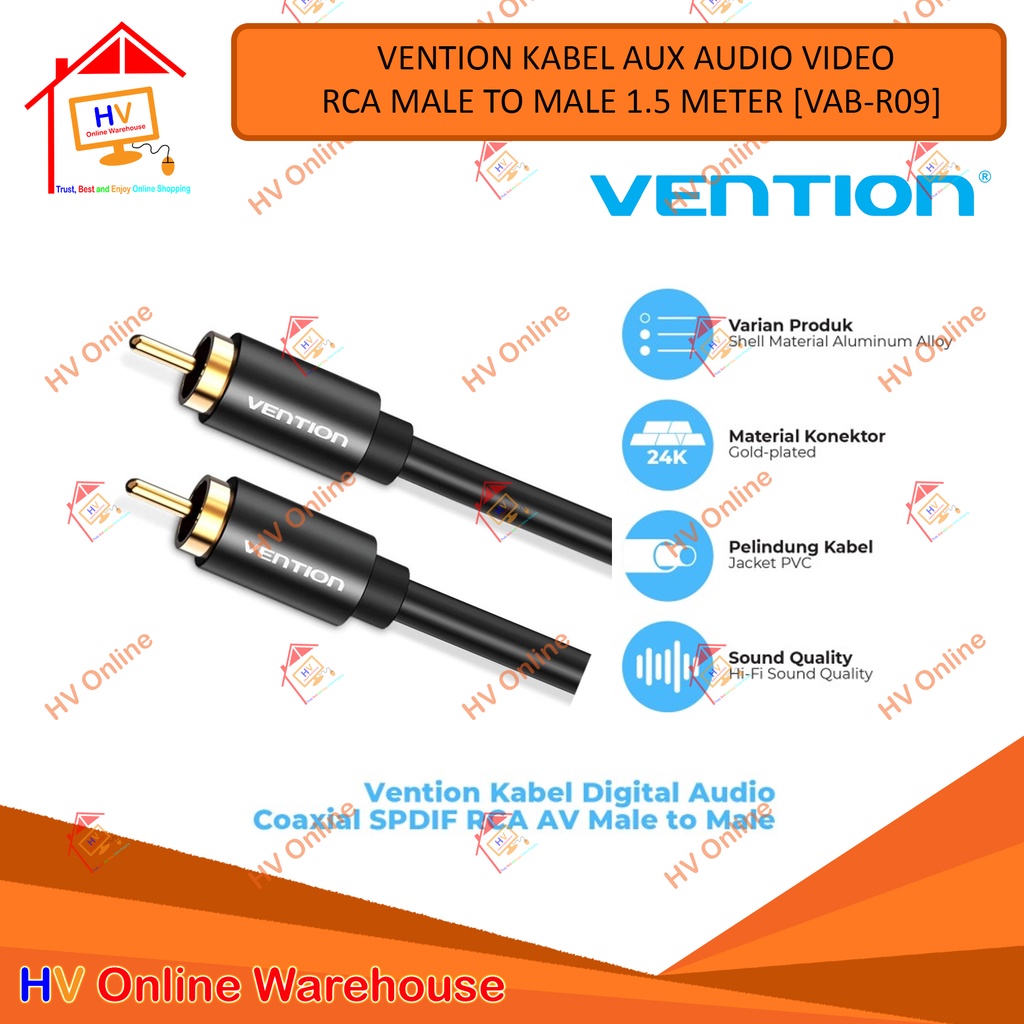 Vention RCA Male to Male Audio Video Aux Cable [VAB-R09] | Shopee ...