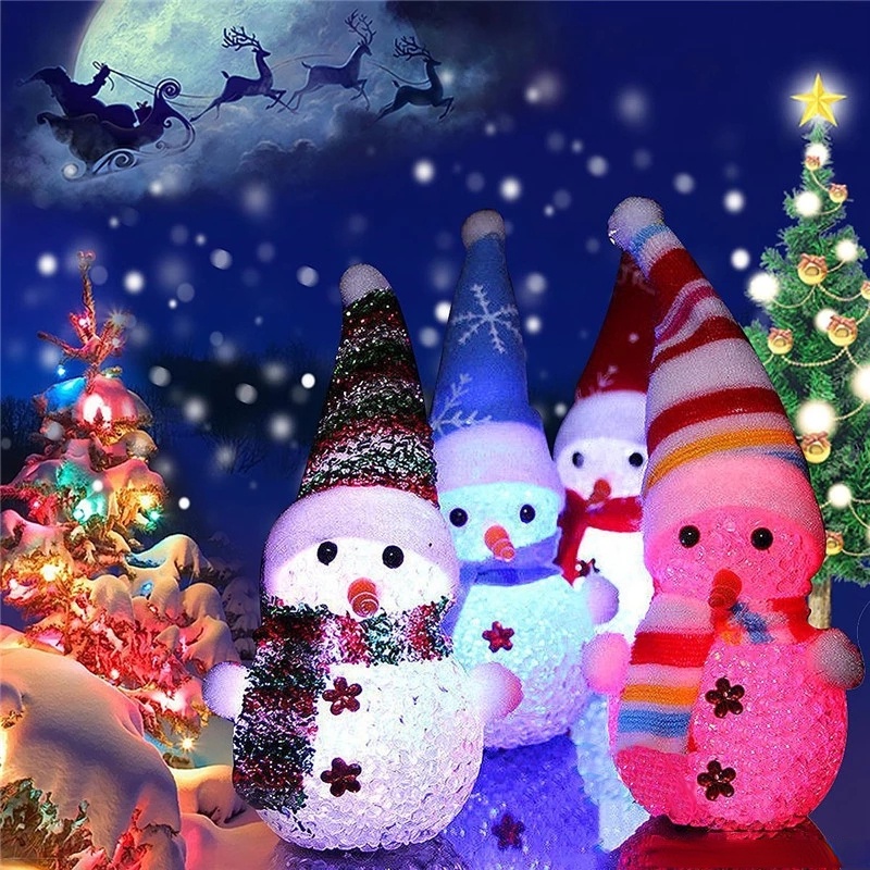 Color-Changing Snowman LED Light Christmas Tree Hanging Decoration ...