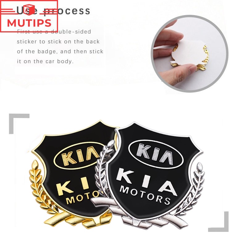 KIA 2Pcs Car 3D Metal Sticker Wheat Badge Logo For Rio Stonic Soluto ...