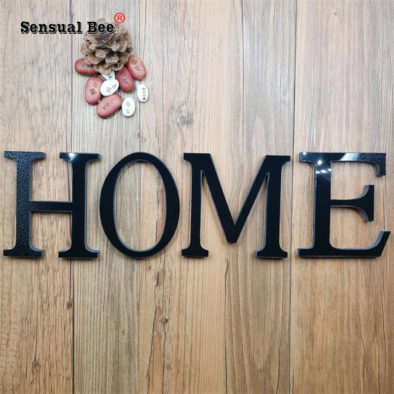 3D DIY Letters Wall Mirror Home Decor Acrylic Mirror Surface Black ...