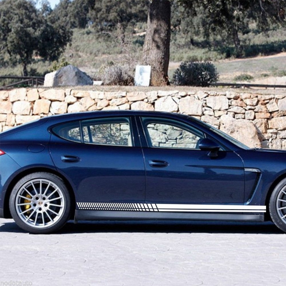 (1Pair/2Pcs) 1Pair/2pcs Racing Stripes Lower Door Side Panel Decal ...