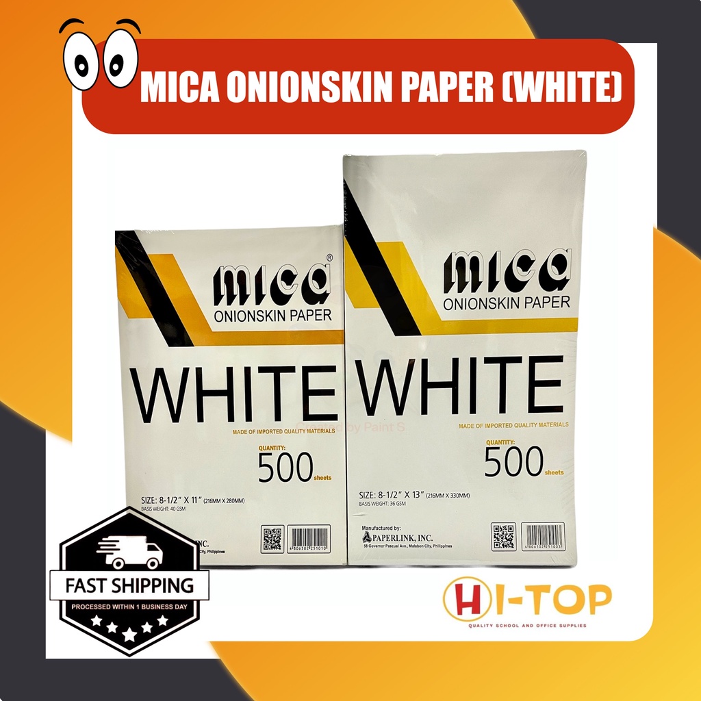Mica Onionskin Paper White l Long & Short l 500 Sheets l 36 to 42 GSM ...
