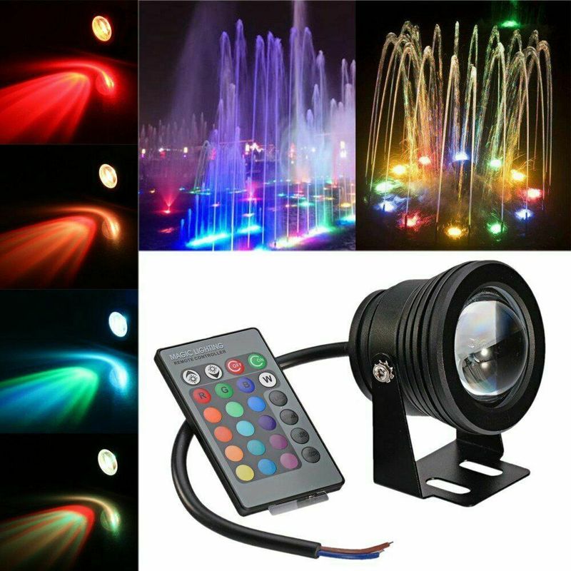 Waterproof RGB LED Flood Light Underwater Fountain Pool Pond Aquarium ...