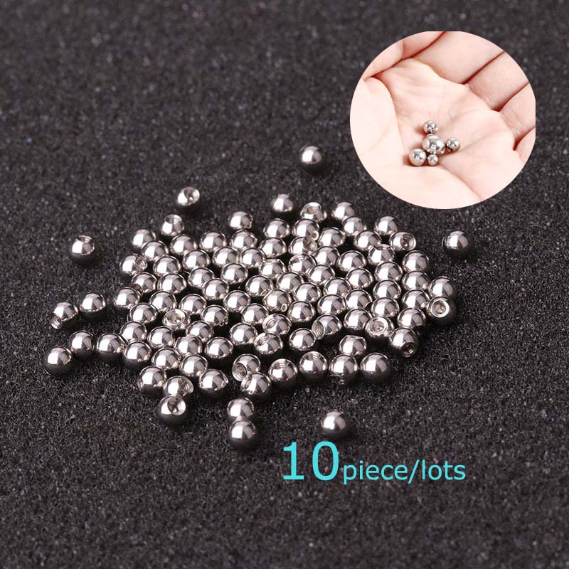 10Pieces Silver Stainless Steel Captive Bead Ring Replacement Beads ...