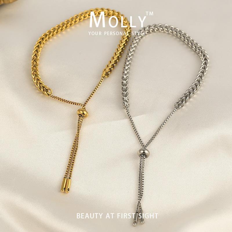 MOLLY Stainless Steel Braided Adjustable Bracelet for Women Non Tarnish ...