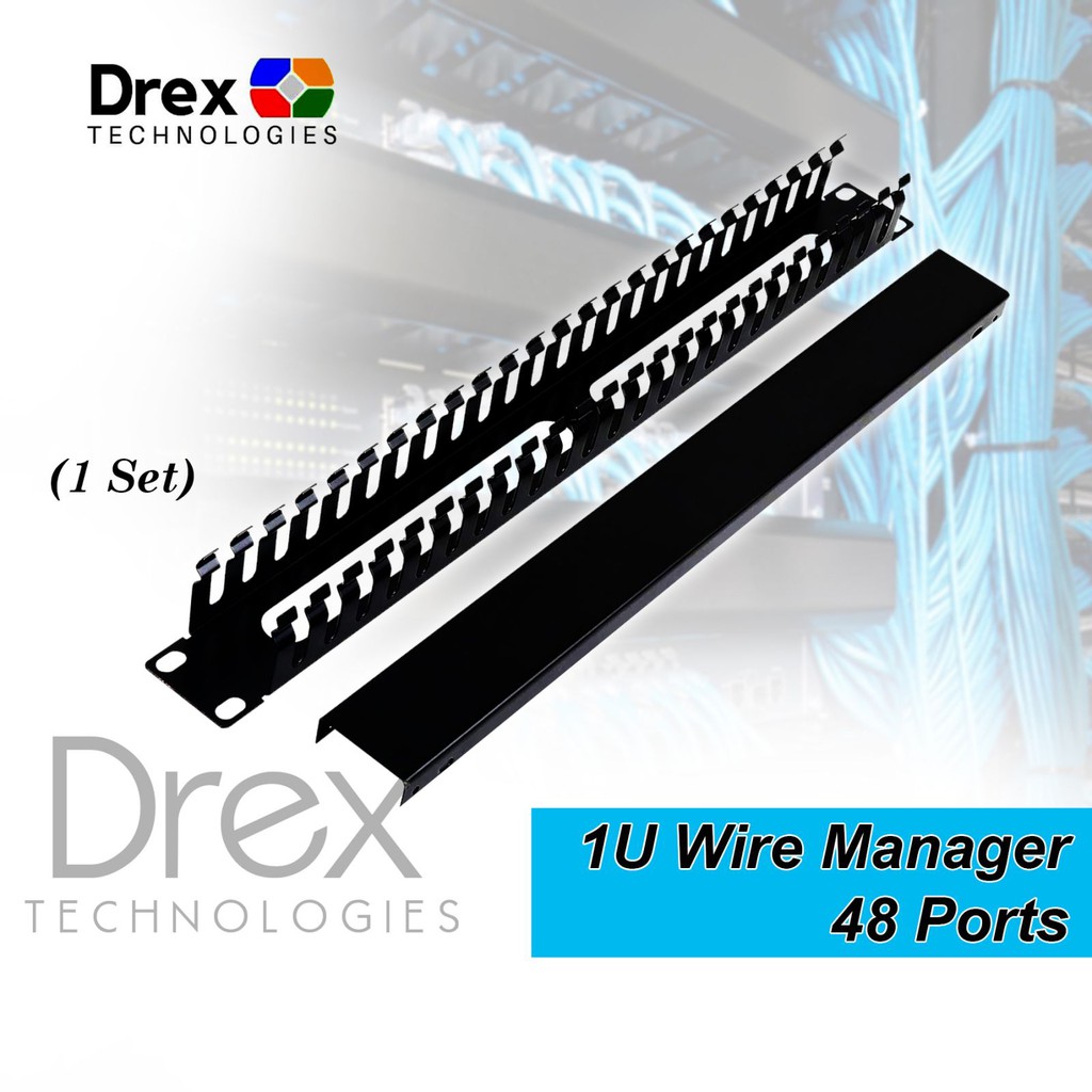 (1 set) 19 inch 48 Slot Rack Mount Cable Wire Management 1U Horizontal ...