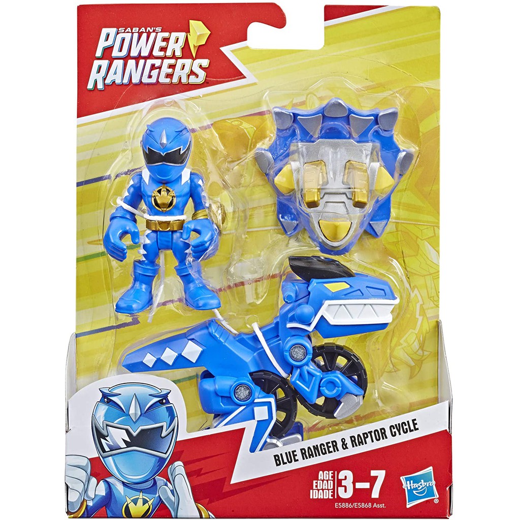 Hasbro Playskool Heroes Power Rangers 2 Pack Blue Ranger Cycle Raptor ...