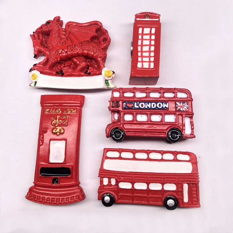 Fridge Stickers UK Tourist Attractions Double-decker Bus Mail Box Phone ...