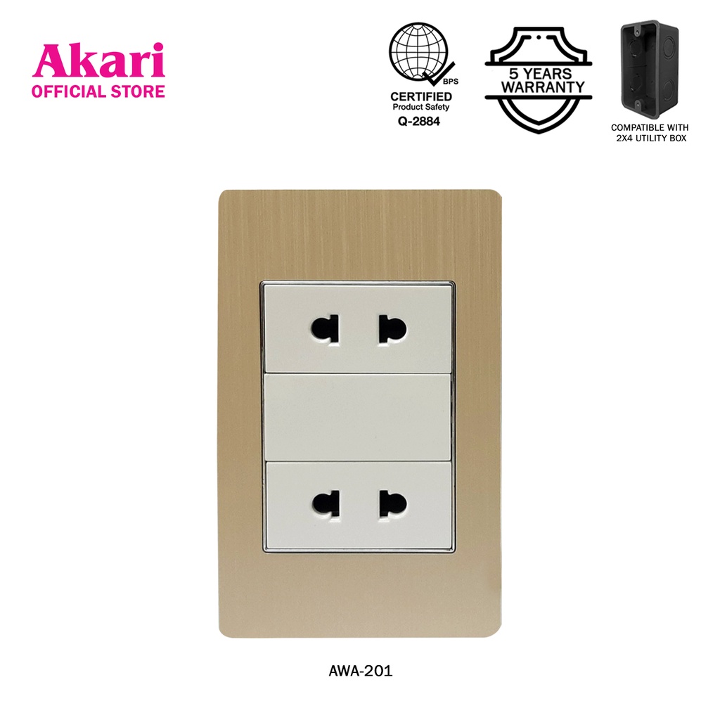 Akari 2 Gang Universal Socket, 16A, 250V, Aluminum | Shopee Philippines