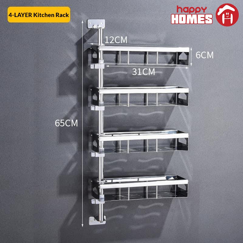 3 Layers and 4 Layers Hanging Condiments Rack Kitchen Spice Rack Shelf ...
