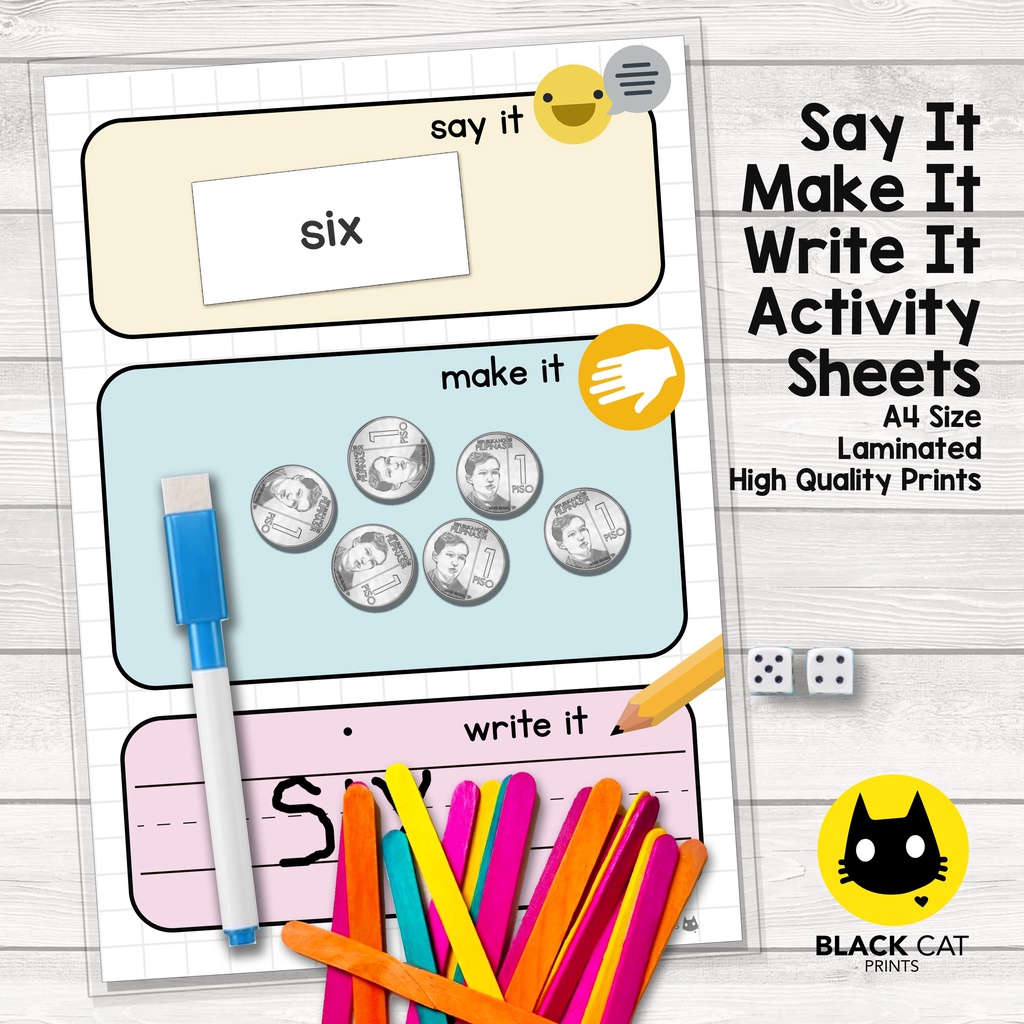 Say It Make It Write It Activity Sheet for Children (High Quality ...