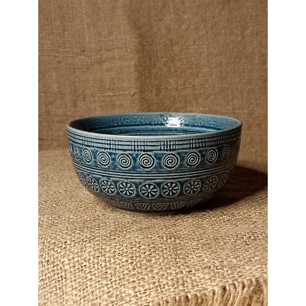 Traditional Japanese Bowl Pottery Banko Ware Hana Mishima Large Base ...