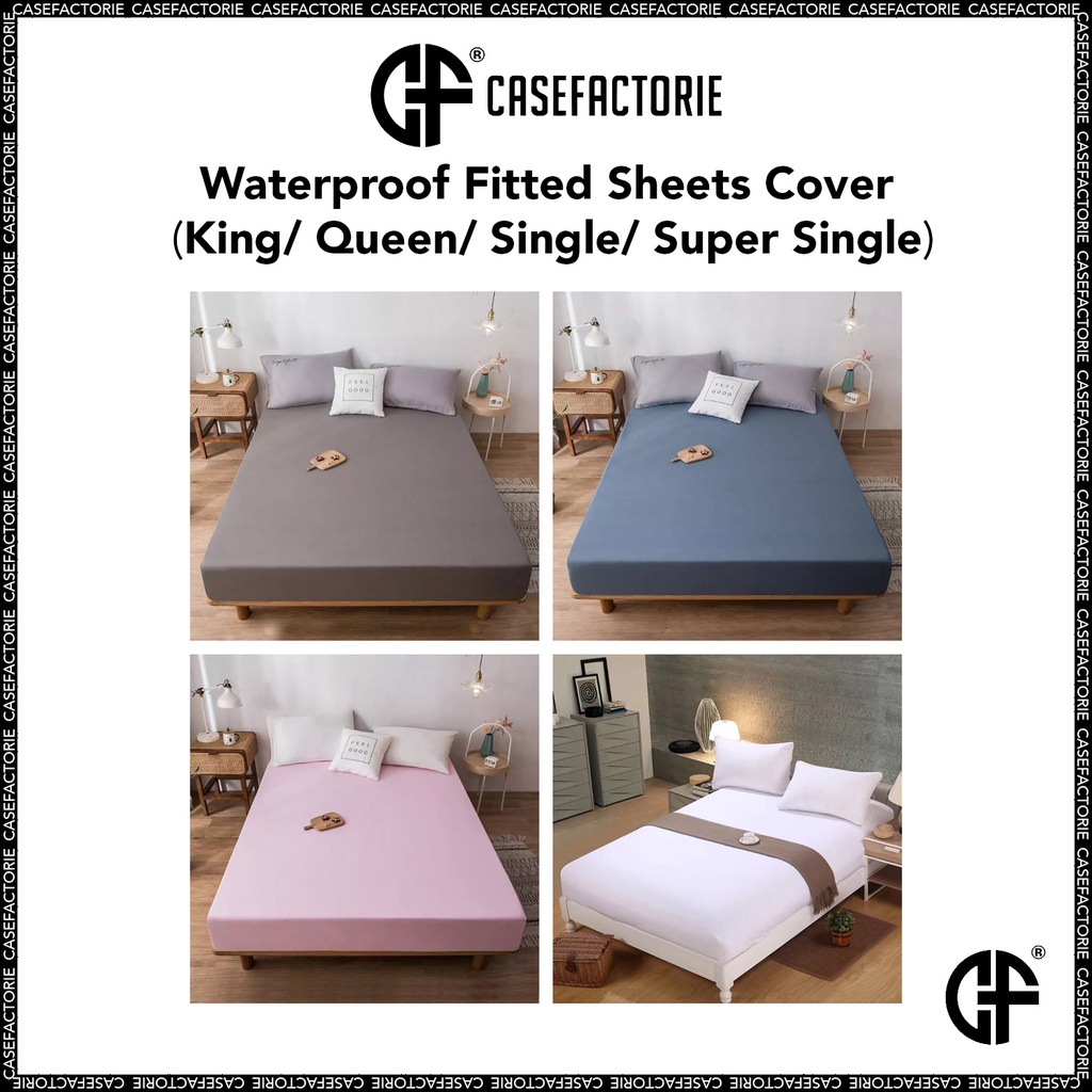 Waterproof Fitted Sheets Cover (King/ Queen/ Single/ Super Single ...